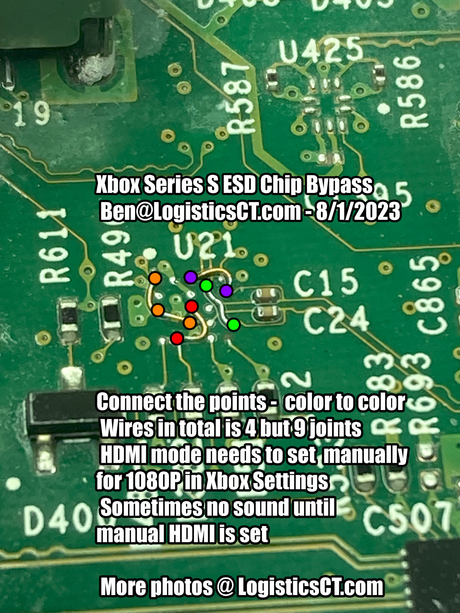 Xbox Series S ESD Chip Bypass U21 Chip - Black Screen Repair | Logistics